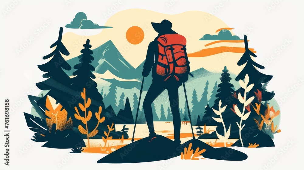 Landscape adventure mountains forest hiking outdoor background banner ...