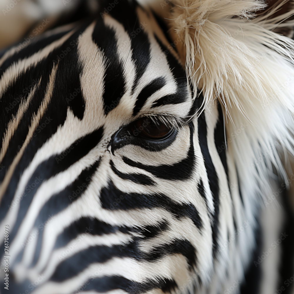 image of a the face of a Grevy's zebra close up. shallow depth of field ...