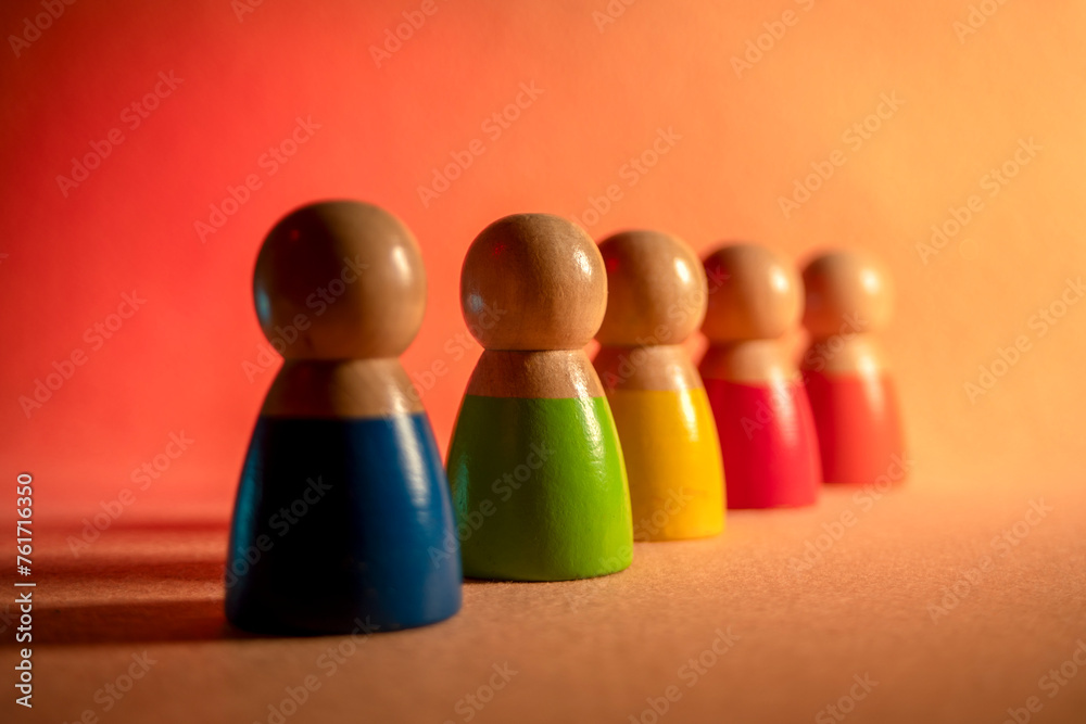 Conceptual photo of people of different colors in perspective and in a ...