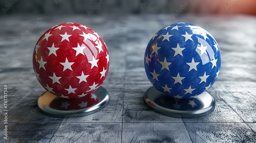 Elections Day in the country, voting for president, waving flags and ...