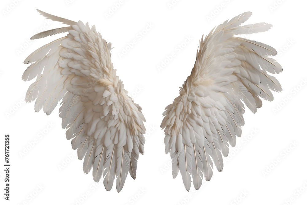 Realistic Celestial white angel wings PNG isolated on a white and ...
