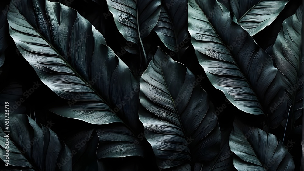 Abstract black leaf textures for a tropical leaf background. Digital ...