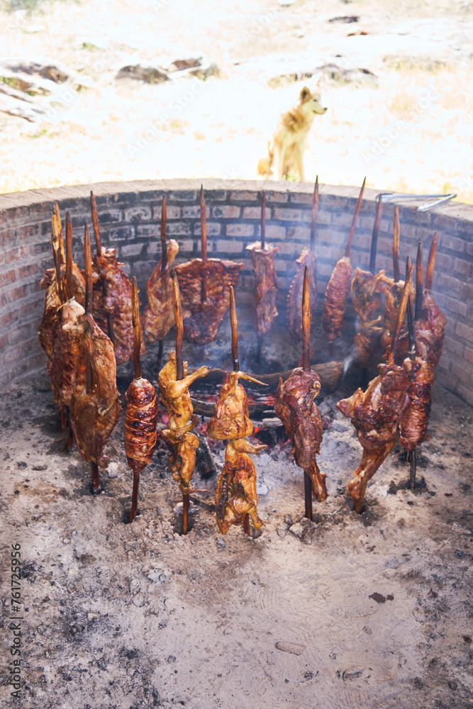 Lamb, pork and chicken on the spike, Monterrey's great food, Cabrito ...