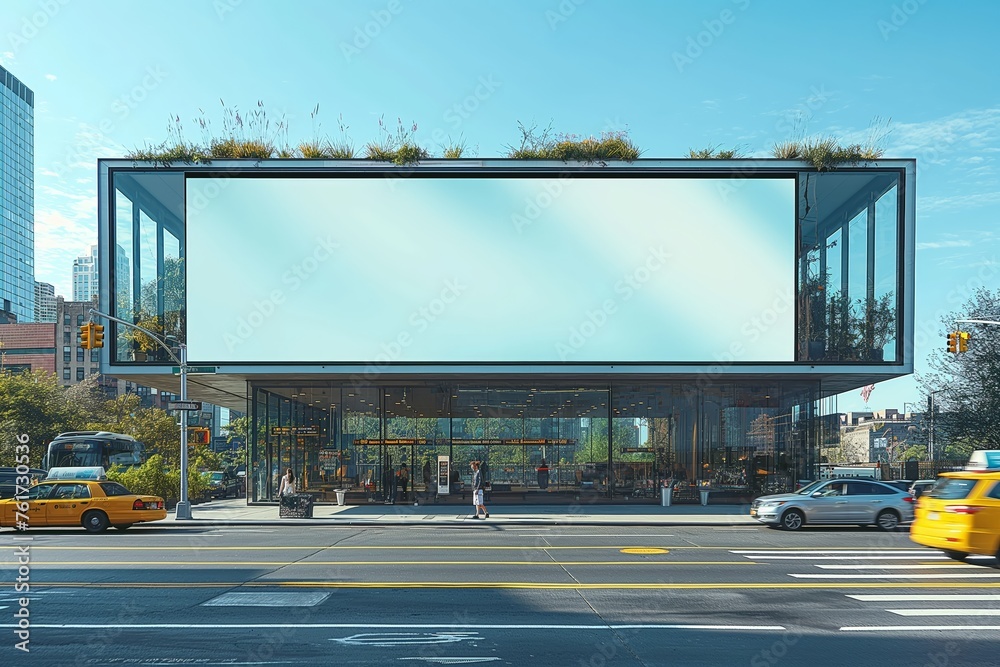 The modern architecture of an urban storefront stands out with its ...
