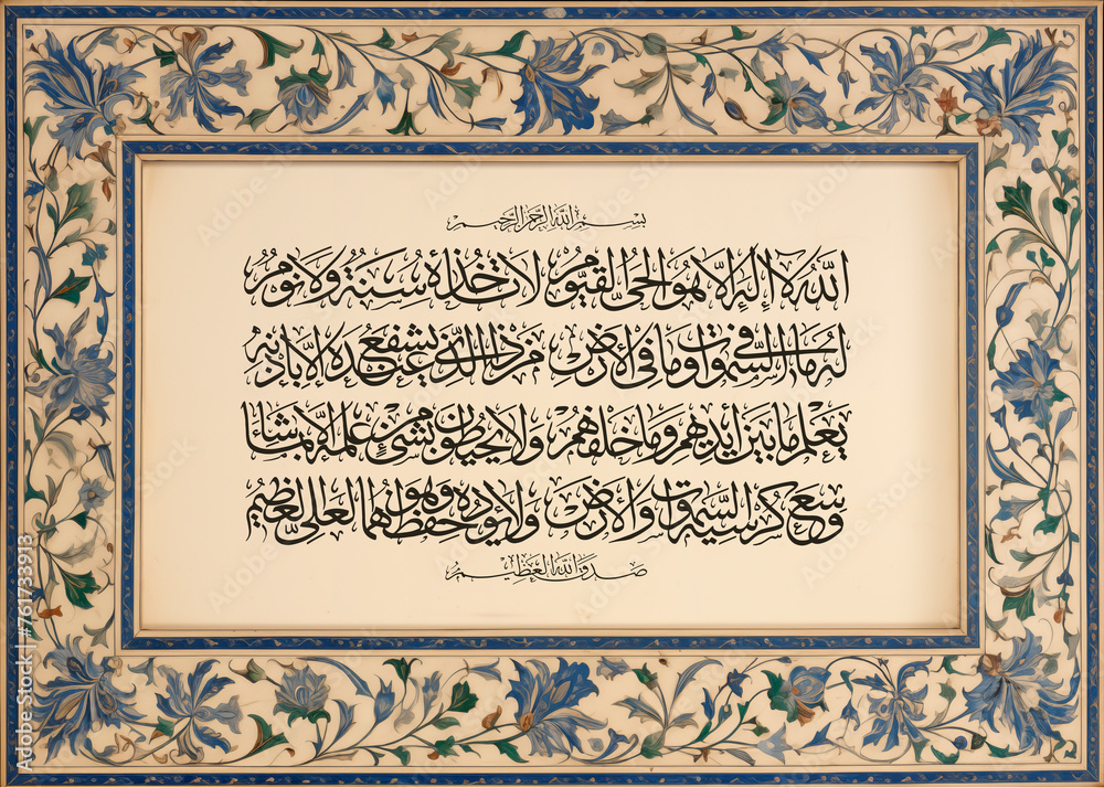 Poster Arabic Calligraphy from verse 255 of chapter 2 ” Al-Baqarah ...