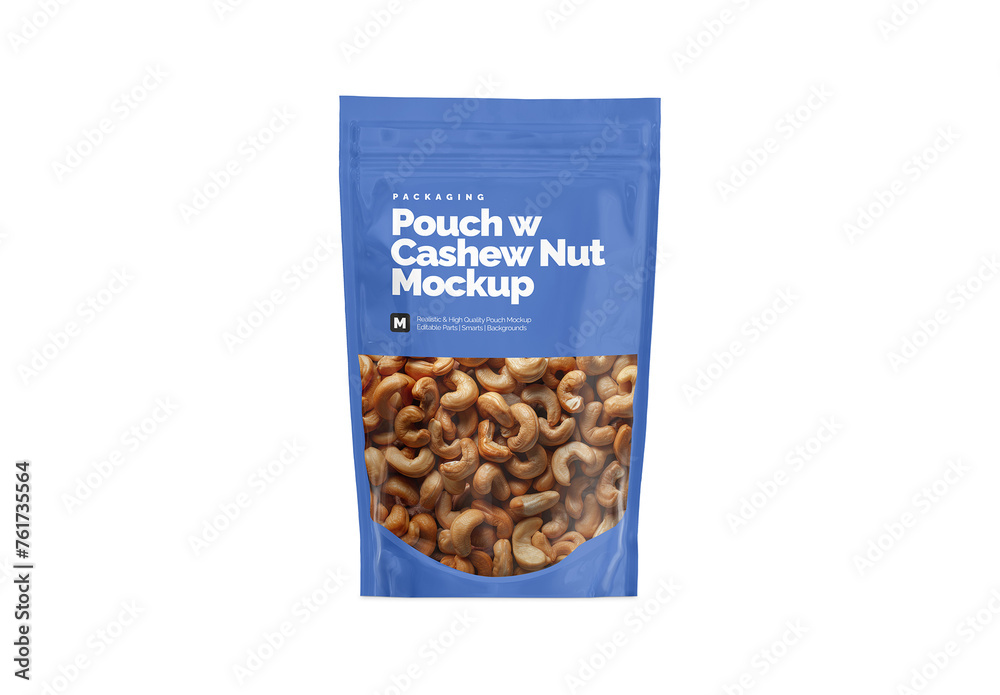 Transparent Pouch with Cashew Nut Mockup Stock Template | Adobe Stock