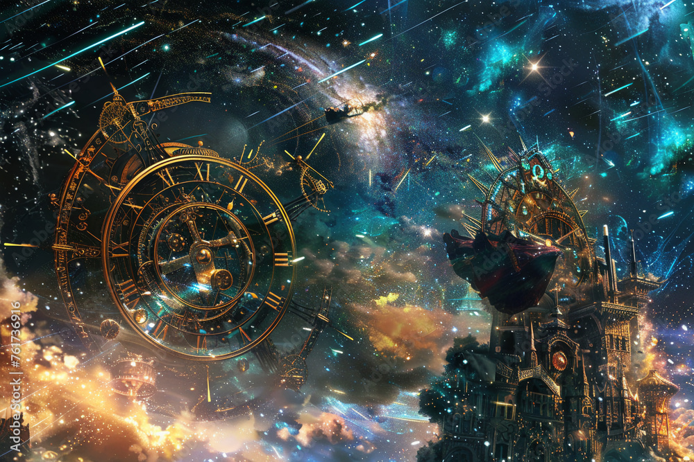 ancient time deity resembling Chronos in a realm of clocks and ...