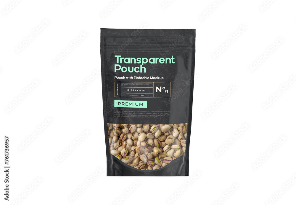 Transparent Pouch with Pistachio Mockup Stock Template | Adobe Stock
