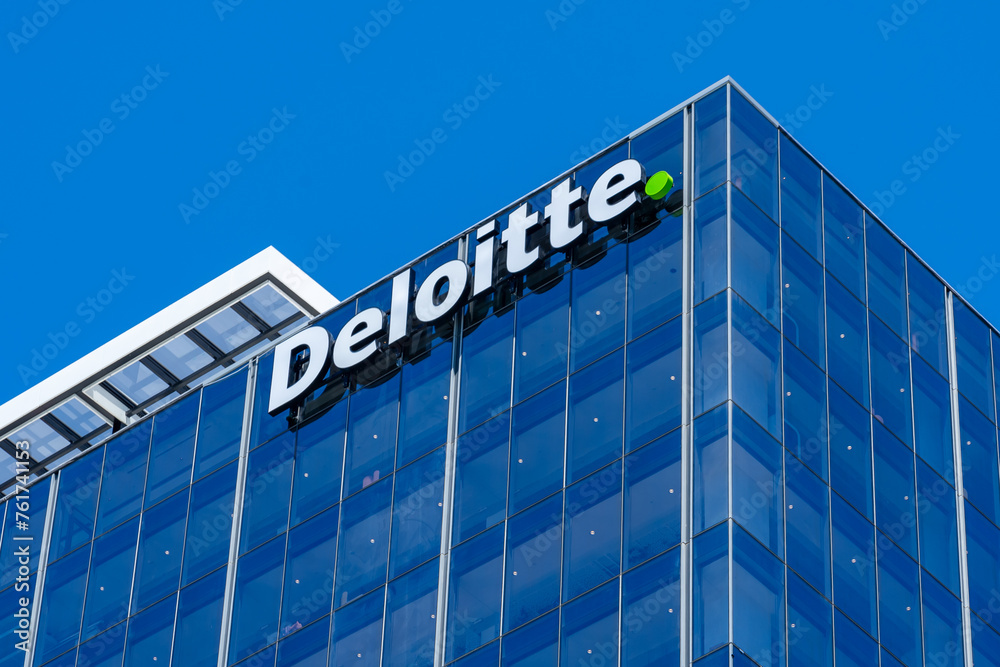 Auckland, New Zealand - February 1, 2024: Deloitte logo sign on the ...