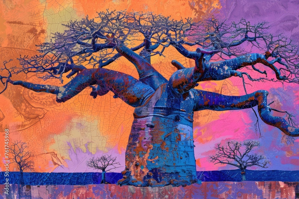 Surreal artwork of a baobab tree - An artistic representation of a ...