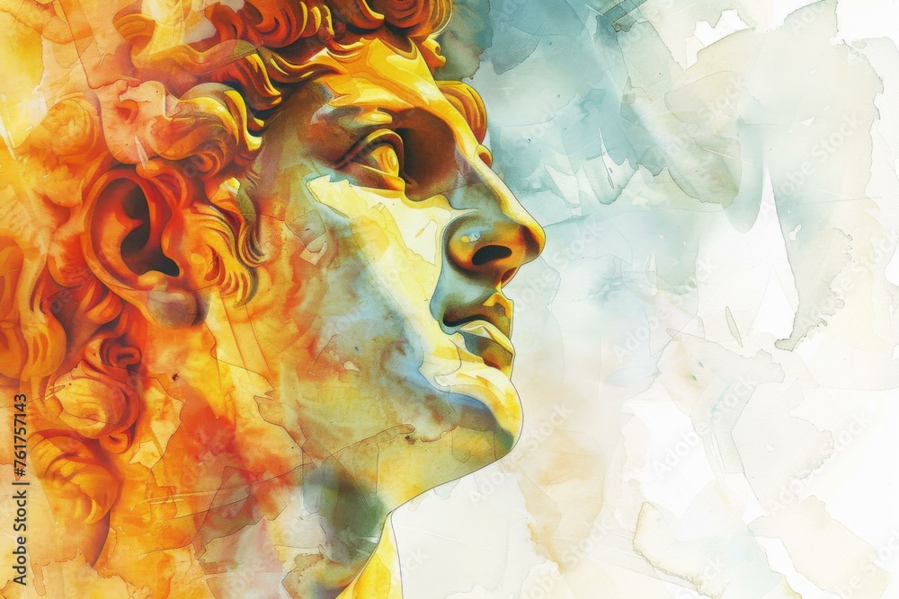 Apollo God of Sun watercolor artwork captures Greek mythology with ...