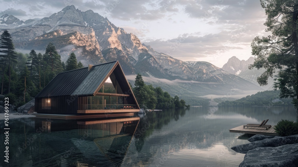 The unique architectural features of the A-frame home, along with the ...