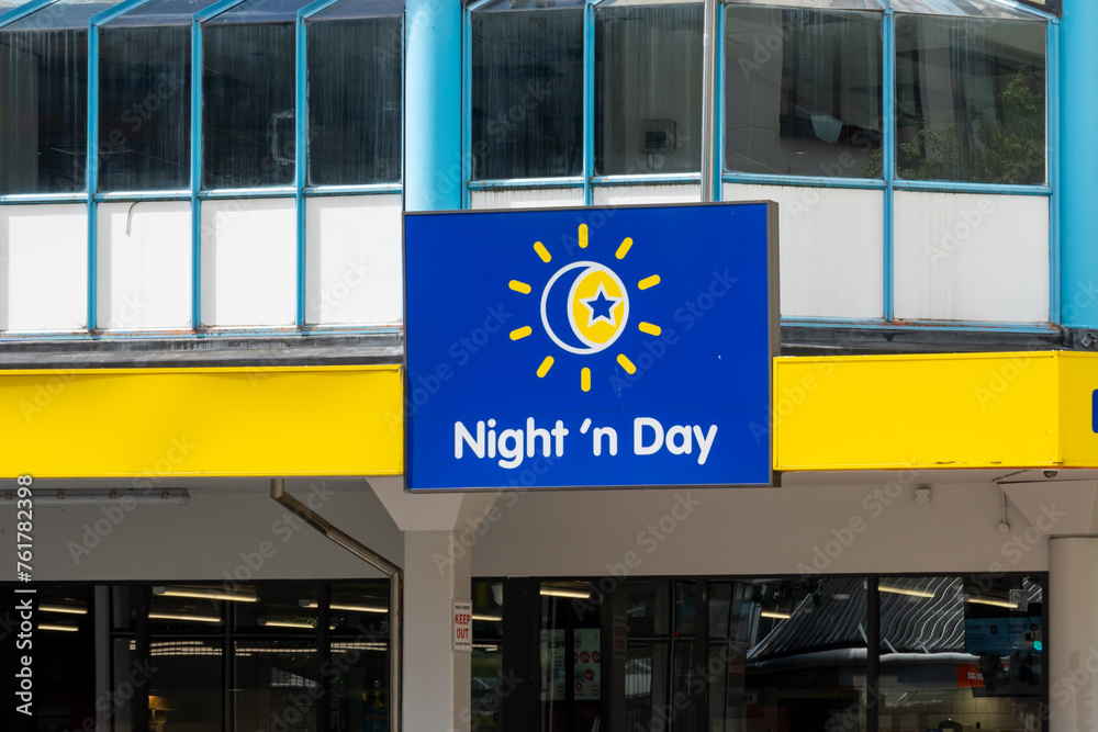 Wellington, NZ - February 11, 2024: Night 'n Day logo sign on the ...