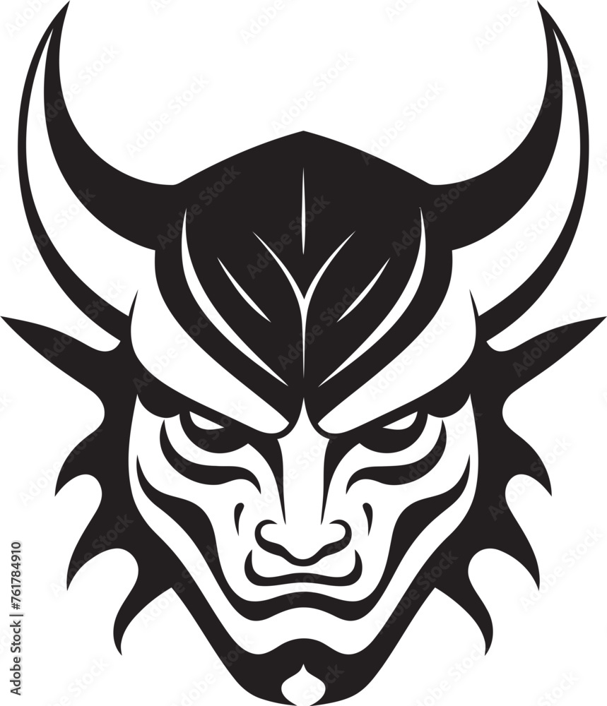 Oni Ominous Vector Logo Design for Vengeful Demon Icon Samurai Specter ...