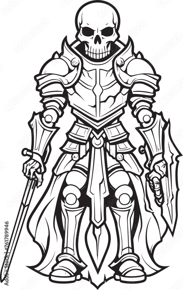 Deaths Guardian Skeleton Knight Symbol in Black Vector Shadowed ...