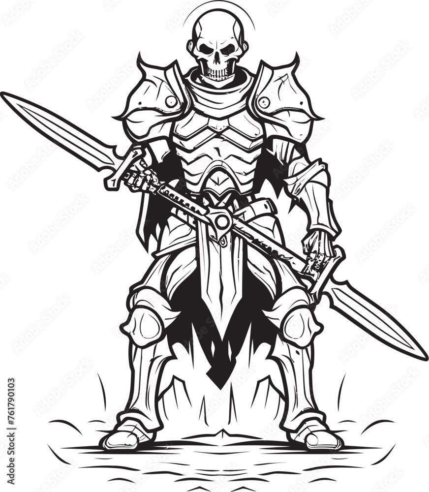 Wraithlike Warden Skeleton Knight Symbol in Black Vector Phantom ...