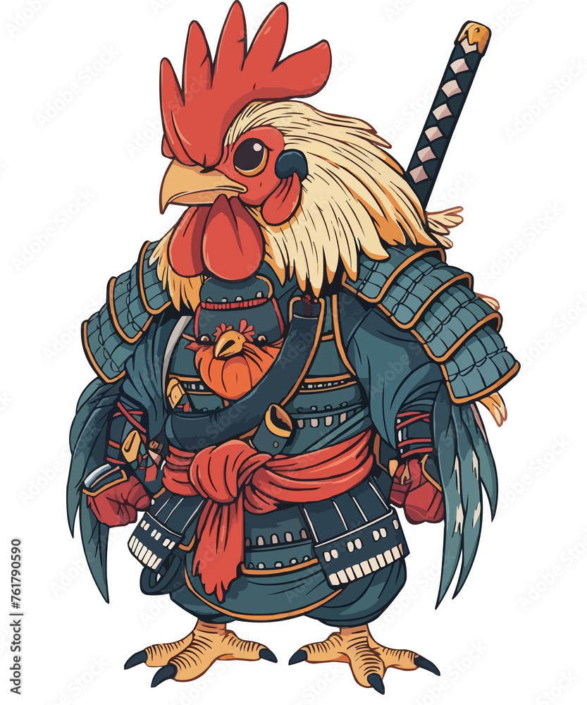 Cool Samurai Chicken Rooster / Vintaged Japanese Samurai Chicken Ninja ...