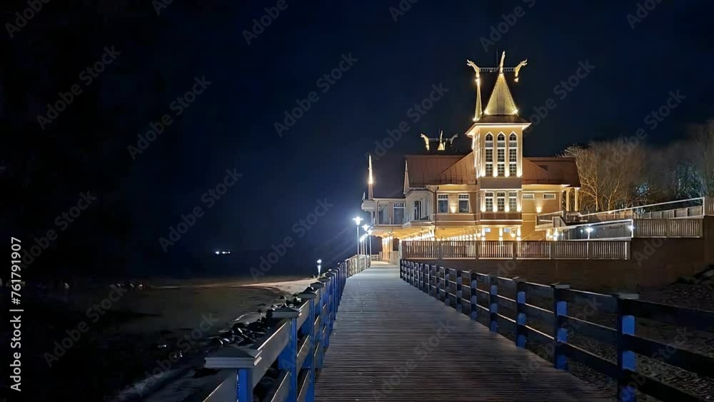 Cinematic parallax landscape of empty beach on Baltic Sea coast with ...