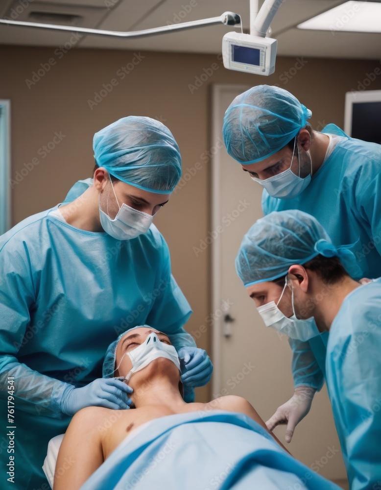 Surgeons hover over a patient, the sterile room echoing with the ...