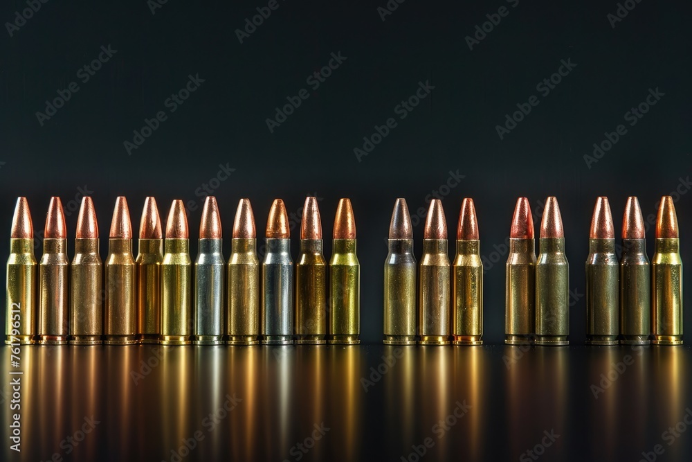Munitions on Black Background for Sale of Weapons and Guns. Different ...