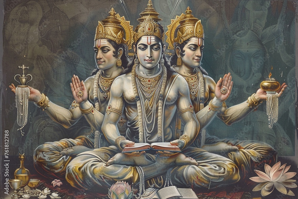 Brahma Hinduism Show Brahma the creator god Stock Illustration | Adobe ...