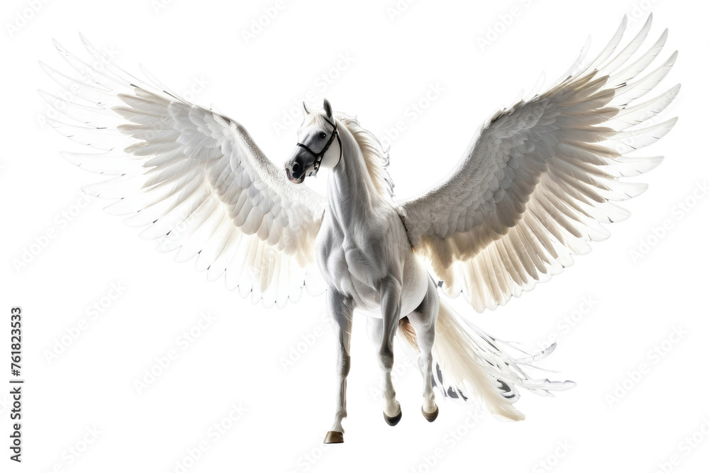 Pegasus, full-body view, radiating joy, striking a majestic pose, large ...