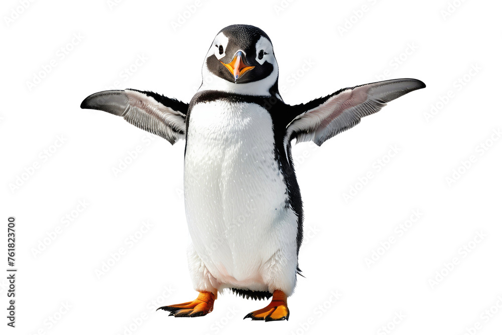 Smiling penguin, full body, waving, isolated, white background, high ...