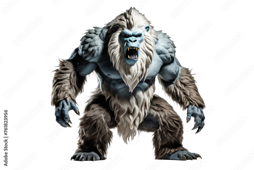 Yeti mythical beast, full body, isolated, pristine white background ...