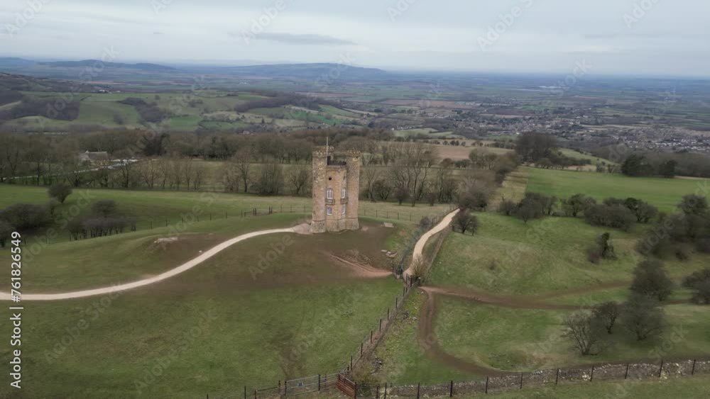 Broadway Tower, in the Cotswolds, Rural England, UK. Known as the ...