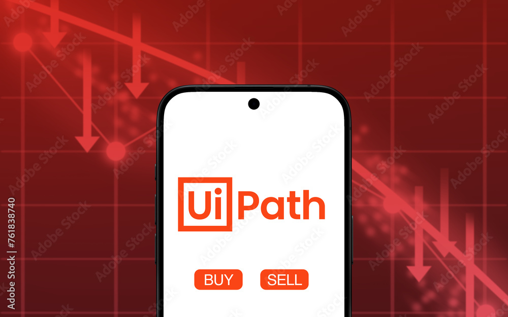 UiPath Logo is displayed on a modern smartphone, software company for ...