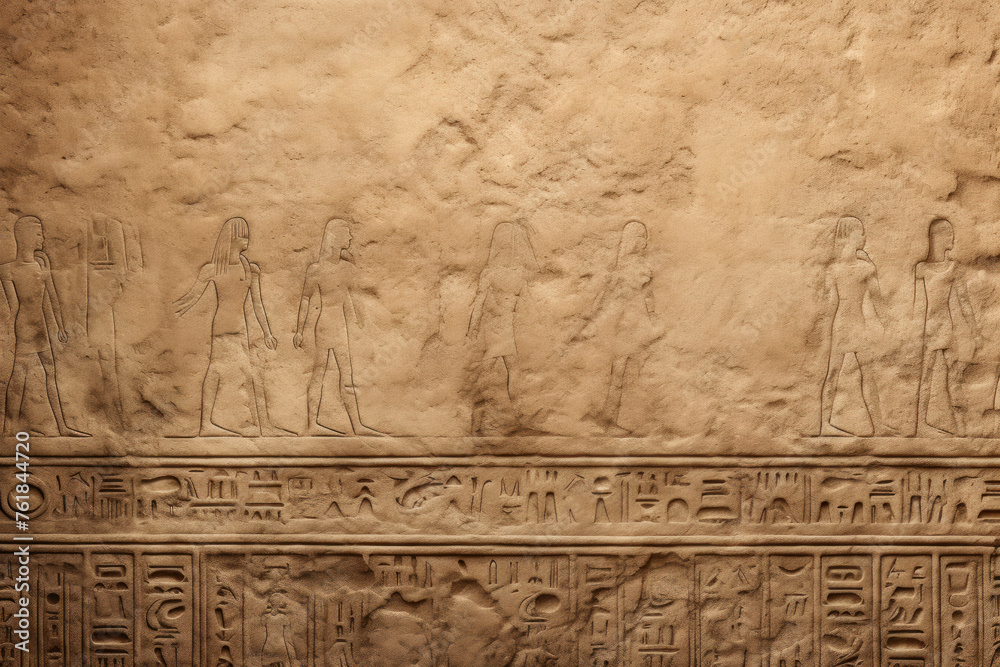 Cracked stone wall with Ancient Egyptian hieroglyphs, old hieroglyphic ...