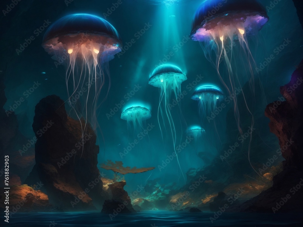 "Alien Abyssal Realm: Surreal Underwater Exploration in AI Art" Stock ...