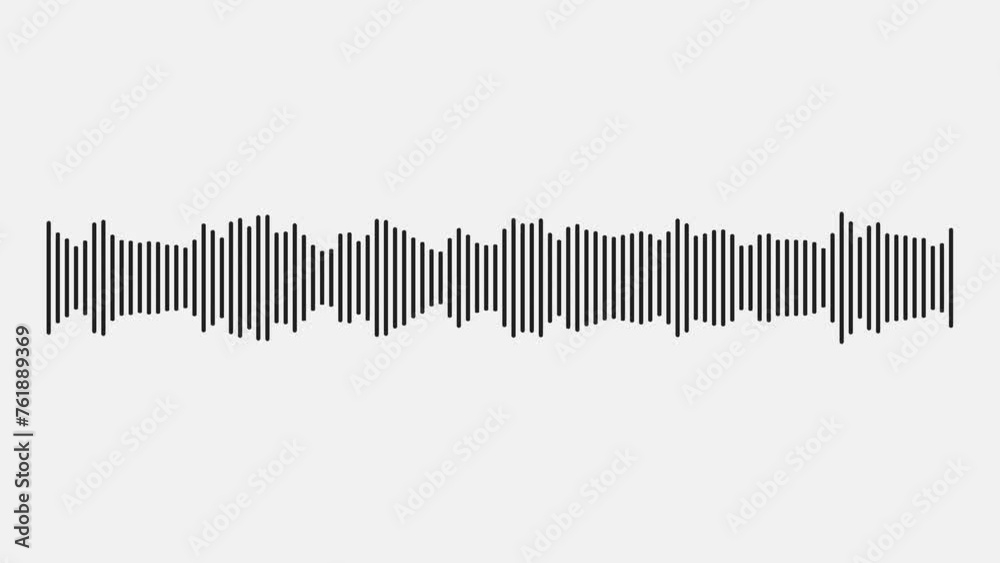 audio wave white background, black audio frequency sound wave on white ...