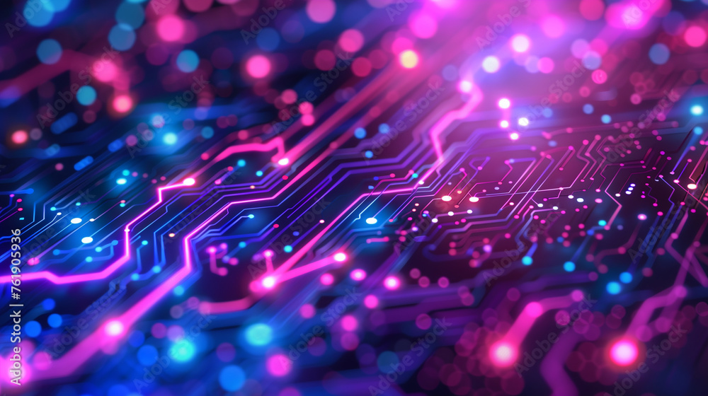 Abstract expression of digital connectivity, featuring circuit-like ...