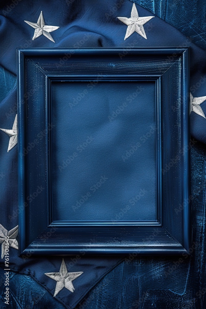 Navy blue vertical rectangular frame, American symbol, USA flag ...