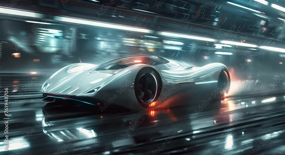 Neo-Futurism concept art for a self-driving car, sleek and advanced ...