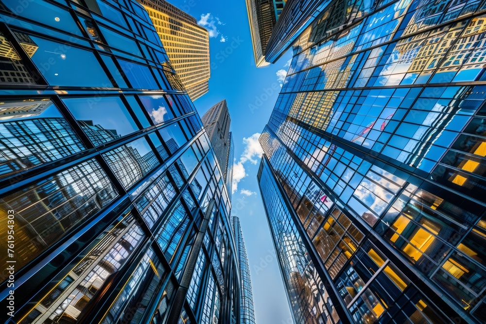 Step into the heart of a bustling financial district, where towering ...