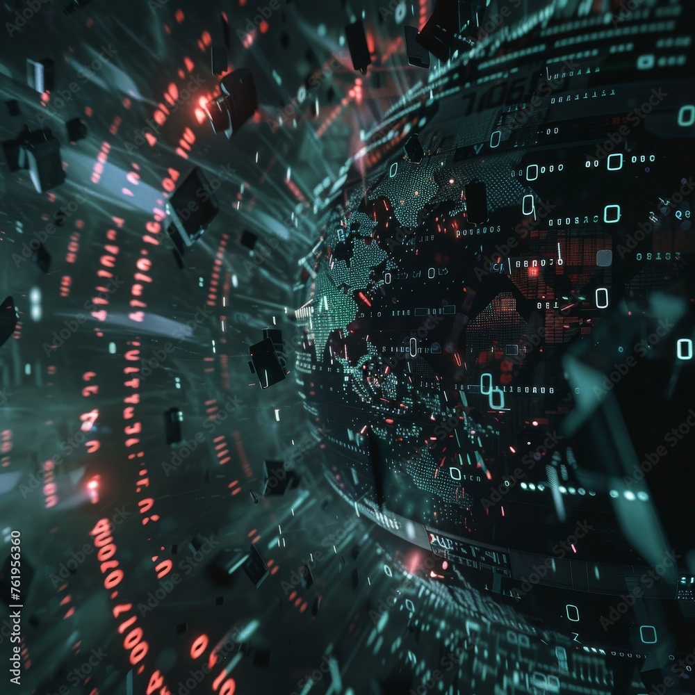 Black screens flicker with binary signals in an illustration that dives ...