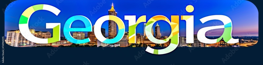 Bold Georgia Text Overlay on Blurred Atlanta Cityscape Banner Stock ...