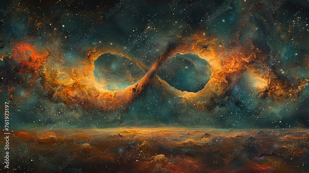 A digital painting showing an endless field of stars mirroring the ...