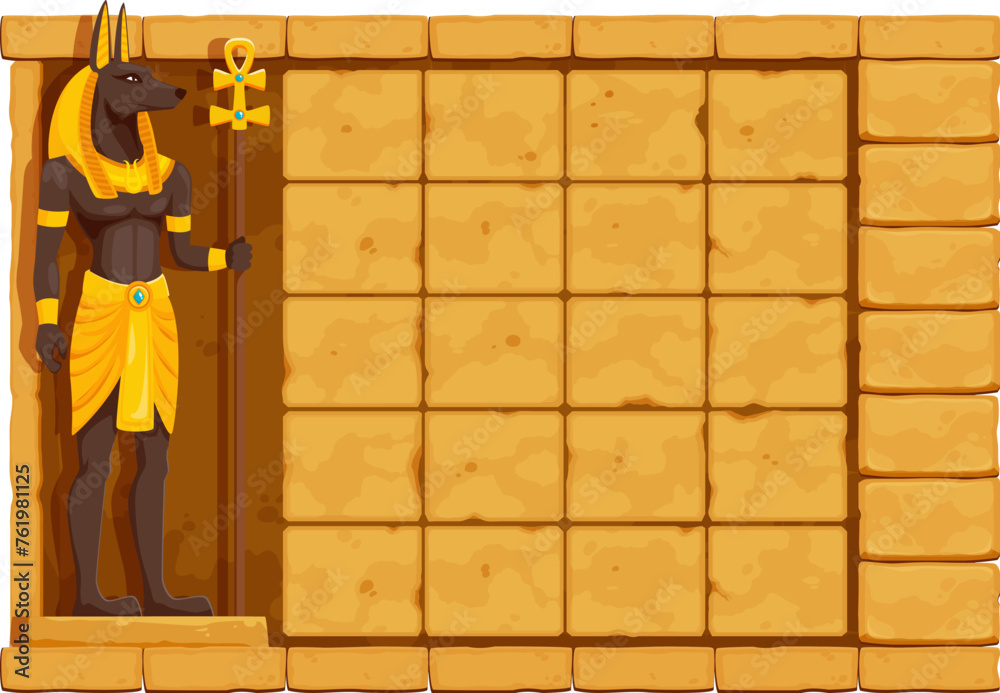 Arcade game frame of Ancient Egypt, vintage Egyptian stone wall for ...