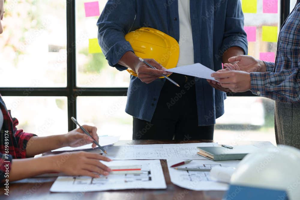 Concept architect The engineer is measuring the distance to calculate ...