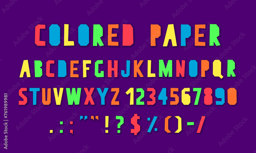 Craft paper cut font, creative collage type, abc shape typeface, school ...