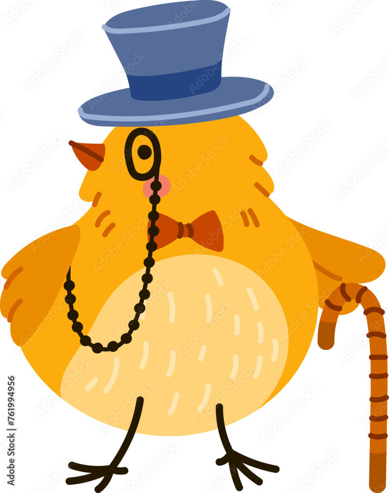 Cute gentleman chick, adorned in a top hat, bow tie, monocle and ...