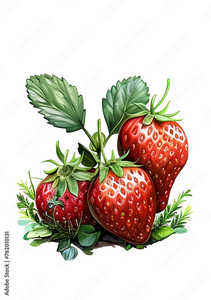 Strawberry clipart. Berries with leaves and flower clipart. Cute ...