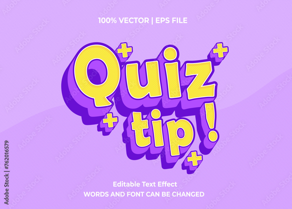 Editable text effect - Quiz Time and Quiz Tips 3d cartoon template ...