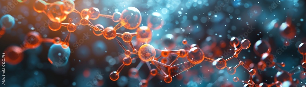 Poster Pharmaceutical innovation, digital molecule visualization, lab ...