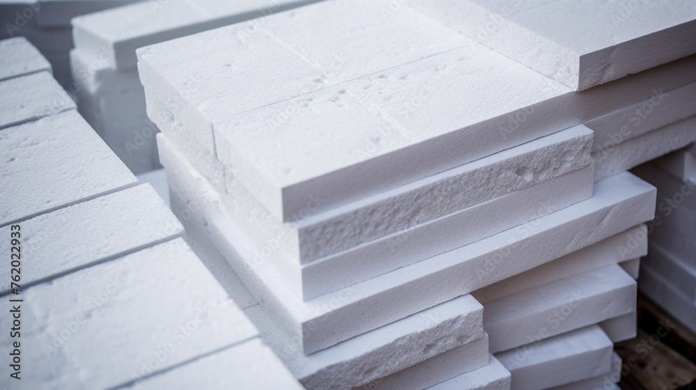 Sheets of expanded polystyrene for house thermal insulation during ...