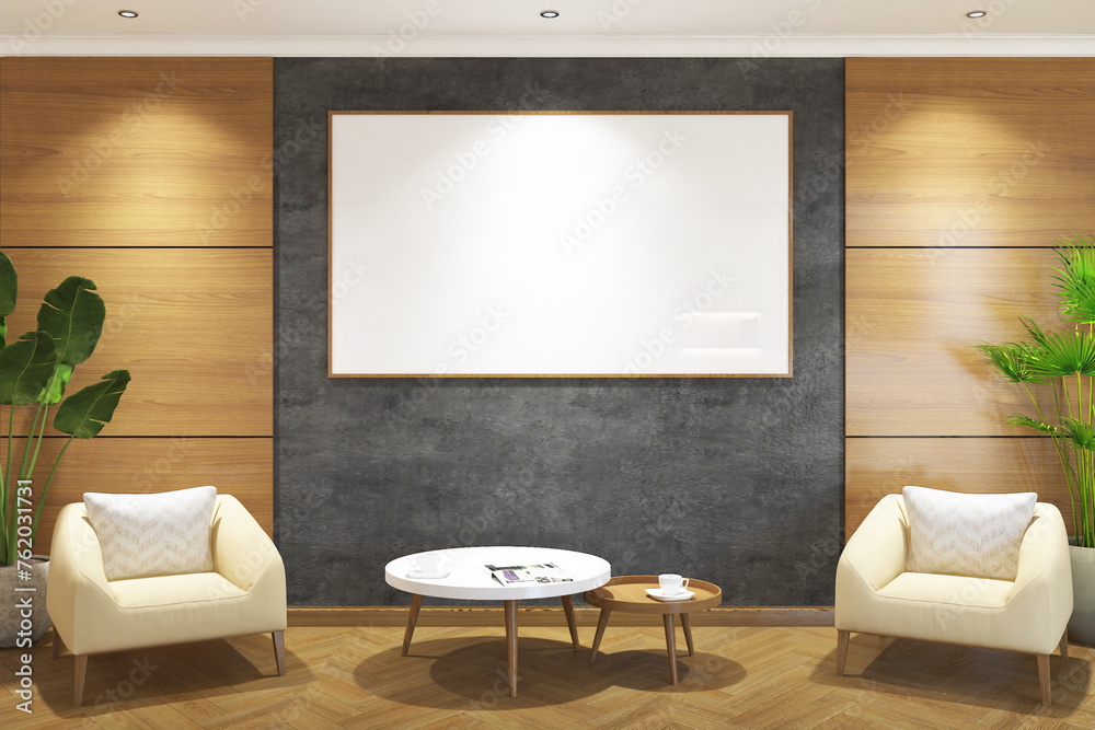 3d rendering interior scandinavian of guest room with wood panel ...