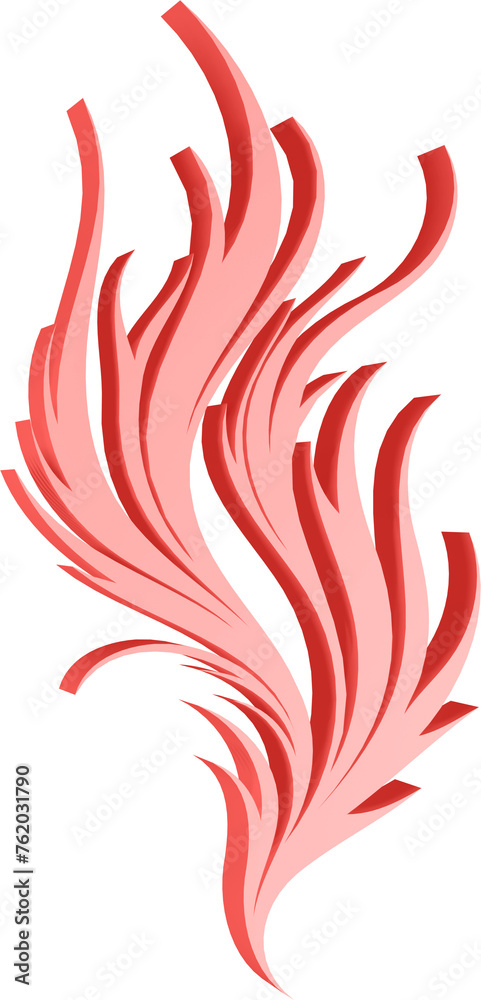 3D illustration render of abstract fire symbol of different shapes and ...